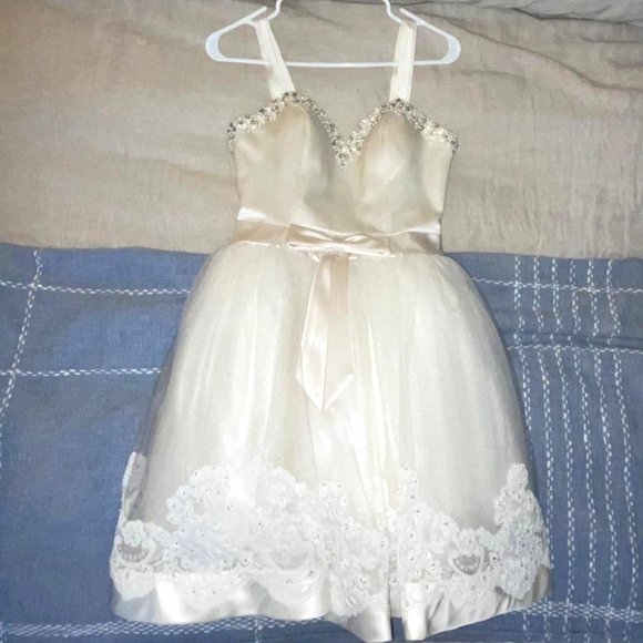 Sherri Hill | Dresses | Sherri Hill Satin Ivory Dress Size 4 | Poshmark